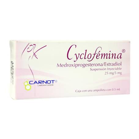 Cyclofemina 25 mg/5 mg Suspensión Inyectable de 0.5 ml | Sam's Club