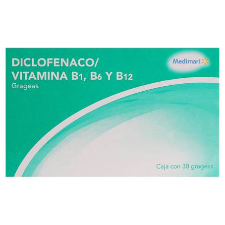 Diclofenaco/Vitamina B1, B6 Y B12, 30 Tabletas, 52% OFF