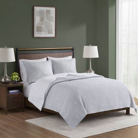 Set de Colcha Reversible King Size Member's Mark Gris 3 pzas | Sam's Club